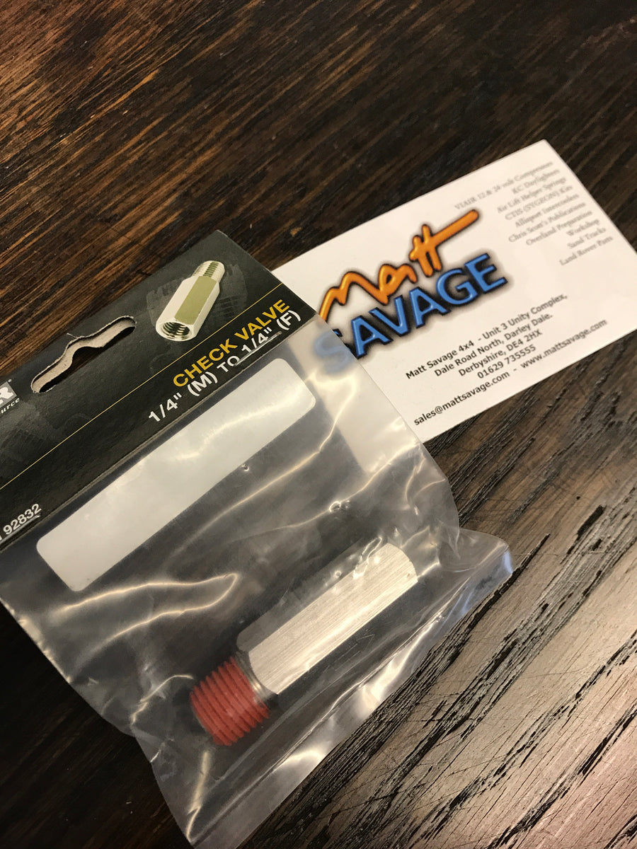 1/4in M to 1/4in F Check Valve NPT – VIAIR UK & Matt Savage 4x4